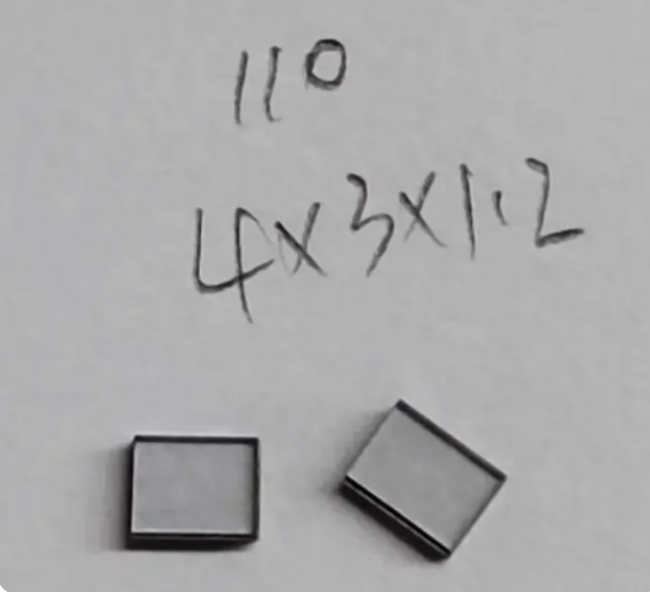 Side view of CVD diamond demonstrating uniform thickness and laser-cut edges