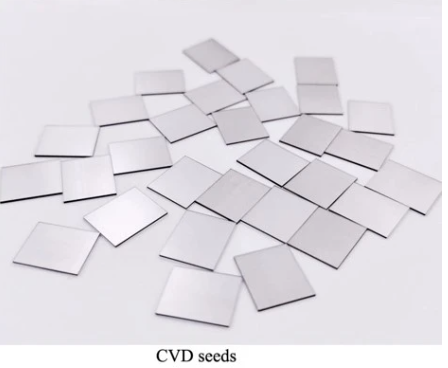 Colorless CVD diamond seed sample showing flawless surface