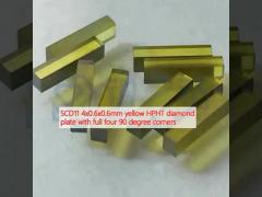 SCD11 4x0.6x0.6mm Yellow HPHT Diamond Plate With Full Four 90 Degree Corners