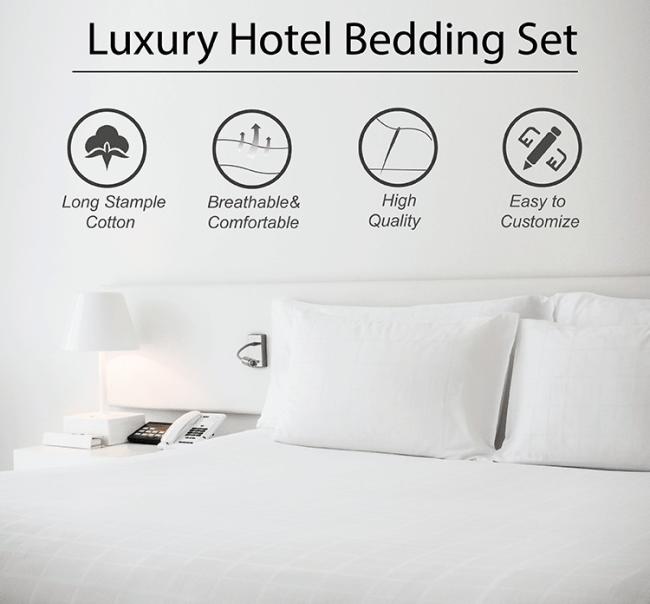 Wholesale Luxury White 3ootc Cotton Bed Sheet Hotel Satin Bedding Set