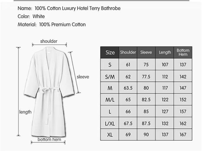 100% Cotton High Quality Terry Velour Cotton Bathrobe