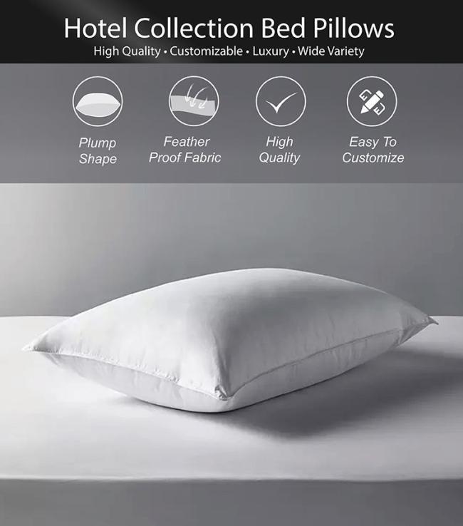 Luxury 100% Cotton Duck Feather Down Hotel Bed Pillows for Sleeping