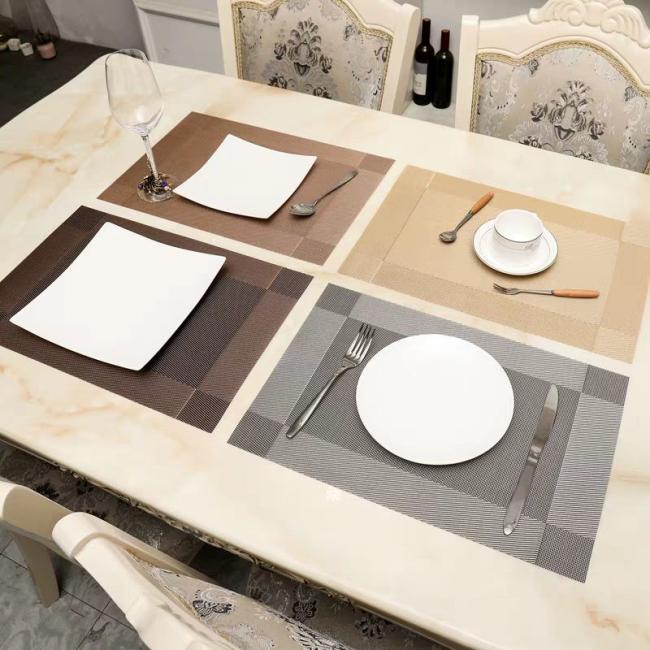 Custom Eco-Friendly Woven Non-Slip Washable PVC Placemat Table Mat