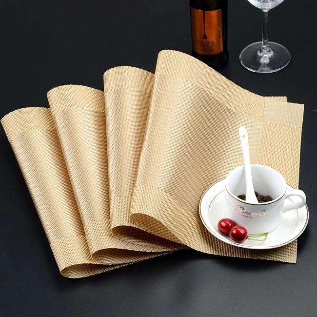 Custom Eco-Friendly Woven Non-Slip Washable PVC Placemat Table Mat
