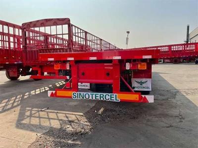 China Red 3X16T Flatbed Trailer Semi Truck 40ft Flatbed Semi Trailer For Bulk Cargo for sale