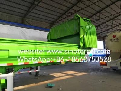 China Hydraulic System Tipper Semi Trailer With Tarpaulin System Green for sale