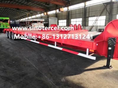 China 3 assen laagbed Halve aanhangwagen 50-60 ton Hydraulisch type ladder Rood Te koop