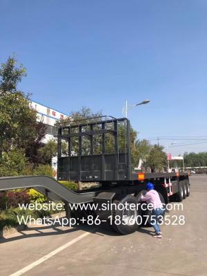 China 3 Axle Flatbed Semi Trailer Customized  20 Ft 40 Ft For Container Carrying With container lock for sale