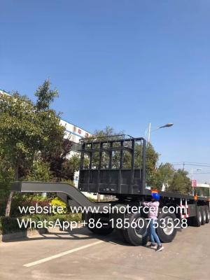 China 3 Axle Flatbed Semi Trailer Customized  20 Ft 40 Ft For Container Carrying With container lock for sale