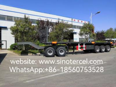 China 3 Axle Flatbed Semi Trailer Customized  20 Ft 40 Ft For Container Carrying With container lock for sale