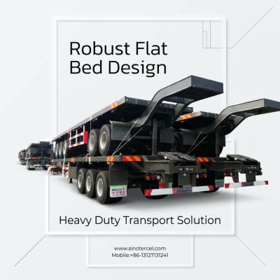 China 3 Axles 40-50 Tons Flat Bed Semi Trailer for Heavy Duty Cargo Transportation for sale