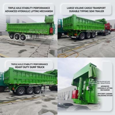 China SINOTERCEL 3 Axle 25CBM rear-tipping self-unloading semi-trailer with tarpaulin system for sale