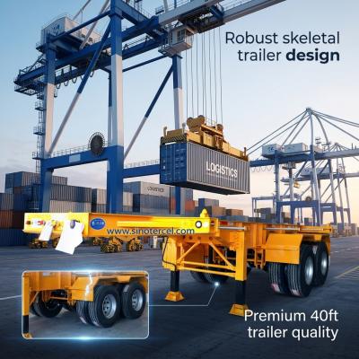 China 1310mm Wheel Skeletal Semi Trailer 40ft 4 Axle Semi Trailer for sale