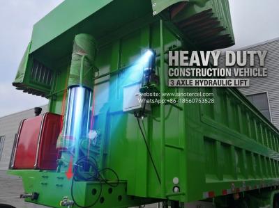 China 3 Axle Front Hydraulic Lift Semi Dump 24CBM High Efficiency Unloading With A Tarp for sale