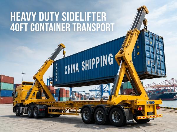 Quality 20ft Side Crane Trailer 37 Tons 40ft Side Lifter Container for sale