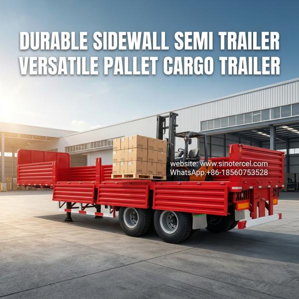 Quality SINOTERCEL 3 Axles Sidewall Semi Trailer Dropside Trailer Pallet Transport Easy Unload Efficient  Heavy Load for sale