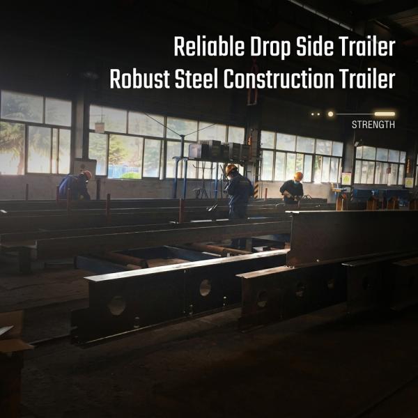 Quality SGS BV Drop Side Semi Trailer 40000kg With Steel Floor And Checker Plate for sale