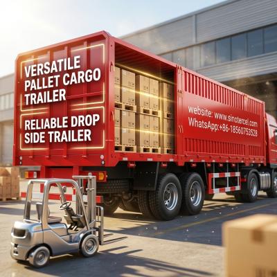 China Pallet Transport Sidewall Semi Trailer  Cargo Container Trailer 20-70 Tons Detachable side plate for sale