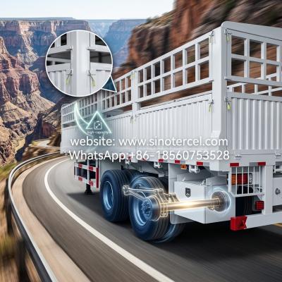 China 3 Axles Bulk Cargo Fence Semi Trailer Durable With Mechanical / Air Suspension for sale