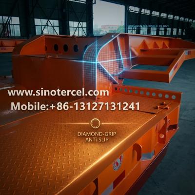 China 3 Axles Low Bed Semi Trailer Hydraulic Type Ladder Orange for sale