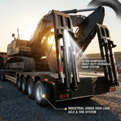 China 60T Low Bed Semi Trailer 17m 4 Axle Lowbed Semi Trailers for sale