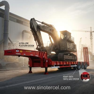 China CCC 40ft Low Bed Semi Trailer 50T 60T With Mechanical Suspension for sale