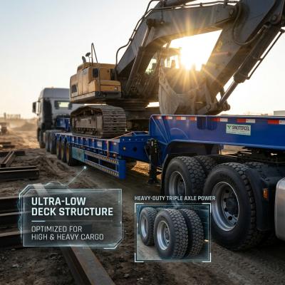 China 3 Axles Low Bed Semi Trailer SGS Standard With JOST 3.5 Kingpin for sale