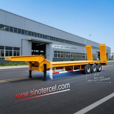 China Cargo Semi Low Bed Heavy Duty Semi Lowbed Trailer JOST 3.5 Kingpin for sale