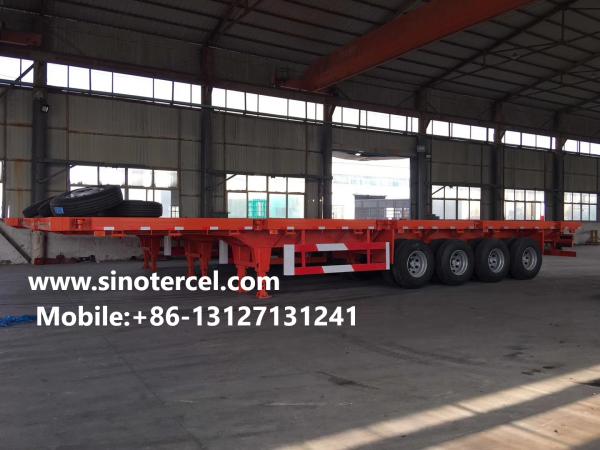 Quality 
4 Axles Flat Bed Semi Trailer Strong Bearing Stable Single Axle Can Be Lifted 40-60 Tons for sale