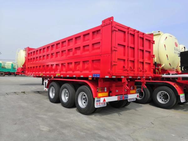 Quality Red 3-Axle Cargo Flatbed Semi-Trailer | FUWA Axle, 40CBM Large Volume, 12R22.5 Heavy-Duty Tires for sale