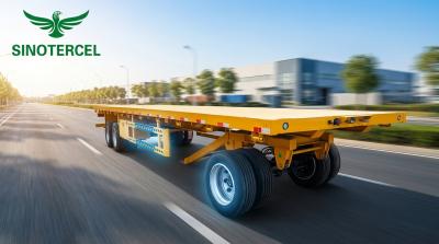China 12.00R22.5 Semi Flatbed Trailer Q345B Full Size Car Trailer for sale