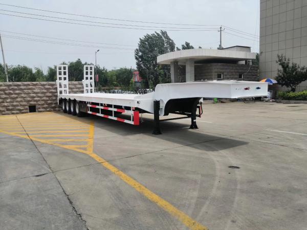 Quality 4-Axle Low-Flat Semi-Trailer with 120-ton Load Capacity and High-Strength Steel Main Beam for Heavy-Duty Transportation for sale