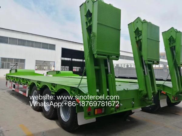 Quality SINOTERCEL 13m 60Ton Widening Low Bed Semi-Trailer with Hydraulic Ramp for sale