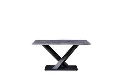 Cina Tavolo da pranzo grigio di 150x80x77cm 6 Seater con la cima di marmo in vendita