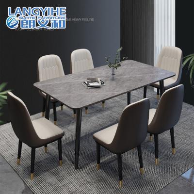Cina Tavolo da pranzo di marmo minimalista moderno della lastra della roccia rettangolare in vendita