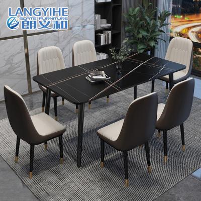 Cina Tavolo da pranzo di marmo minimalista moderno della lastra della roccia rettangolare in vendita