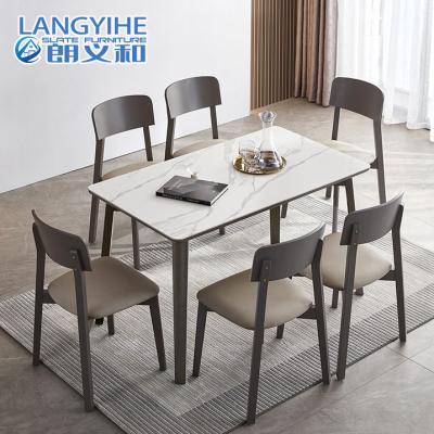 China Samengestelde Moderne Blad Minimalistische Marmeren Eettafel Te koop