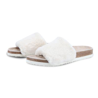 China cute faux fur Upper soft wood  Sole Women Slide Sandals Soft plush Slippers for sale