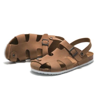 China Open Toe Men Casual Footwear Flat  Breathable Hard Wearing Solid Color for sale