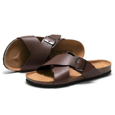China Non Slip Men Casual Footwear  Cross Strap Summer Solid Color Flat for sale