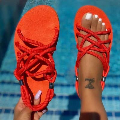 China High quality women sandals new design fashion twisted rope thick bottom non-slip slippers female with best price for sale