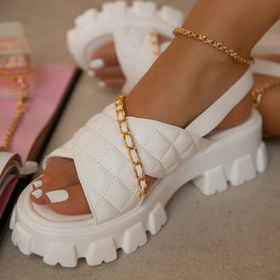 China Factory supply outdoor Flat sandals Women 2022 fashion trend chain decoration thick sole non-slip slippers for sale