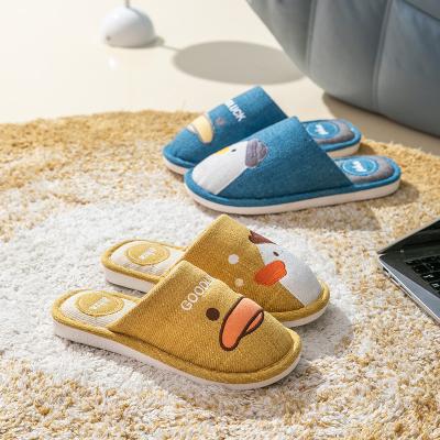 China Cheap price 2021 new soft linen bedroom slippers home Fashion warm couple indoor non-slip household shoes ladies for sale