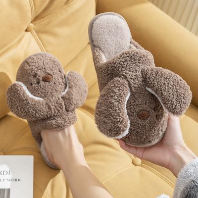 China Cute cartoon home slippers factory price ladies winter soft plush warm bedroom shoes for women and male for sale