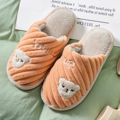Custom cute cartoon bear cheap bedroom slippers couple warm comfortable fluff home shoes women in stock
