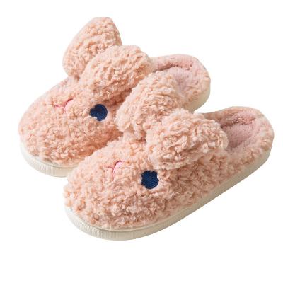 China Fashion Trend Slippers Women 2021 Autumn Winter New Design Indoor Home Cartoon Cute Rabbit Plush Warm Anti-Slip for sale