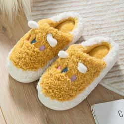 Custom new couple Skin-friendly plush Cartoon comfort shoes thermal Flexible anti-slip sole slippers women