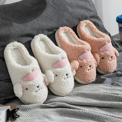 China fluffy Fur Slippers New High Quality Cute Cartoon Animal Women Winter Warm Plush Slides House Shoes fashion dogs shoes for sale