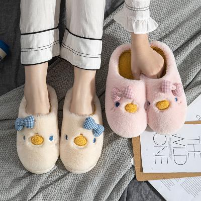 China hot sales Women custom New Cute Bowknot Slippers Girls Autumn Winter Plush Warm Non-slip Home Indoor slippers faux fur for sale