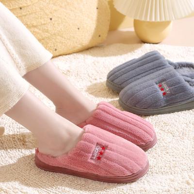China 2021 Winter New Design Imitation Rabbit Fur Warm Hard-Wearing Women House Indoor Shoes female fur slippers for sale